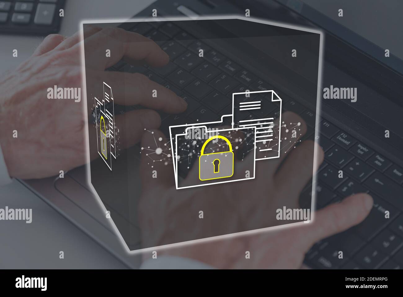 Data security concept illustrated by a picture on background Stock ...