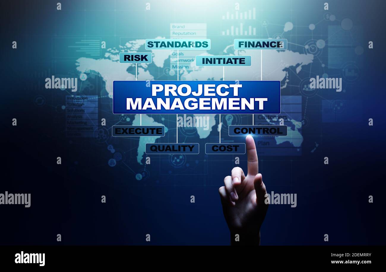 Project management diagram on virtual screen. Business, Finance and ...