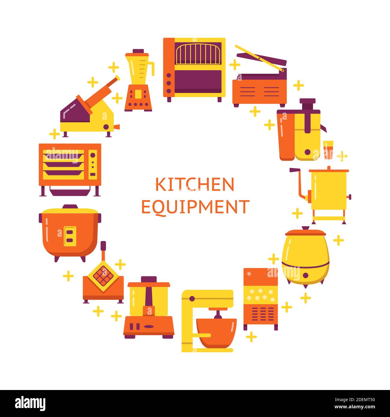 Professional kitchen equipment concept banner in flat style. Cooking ...