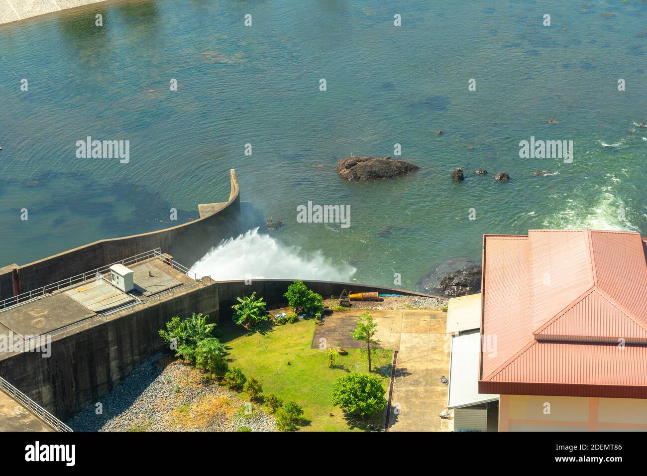 The water released from the dam is trapped in a large pool. And slowly ...