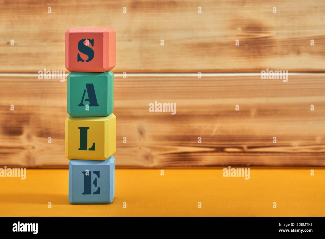 different colored blocks with the wordings SALE, isolated against ...