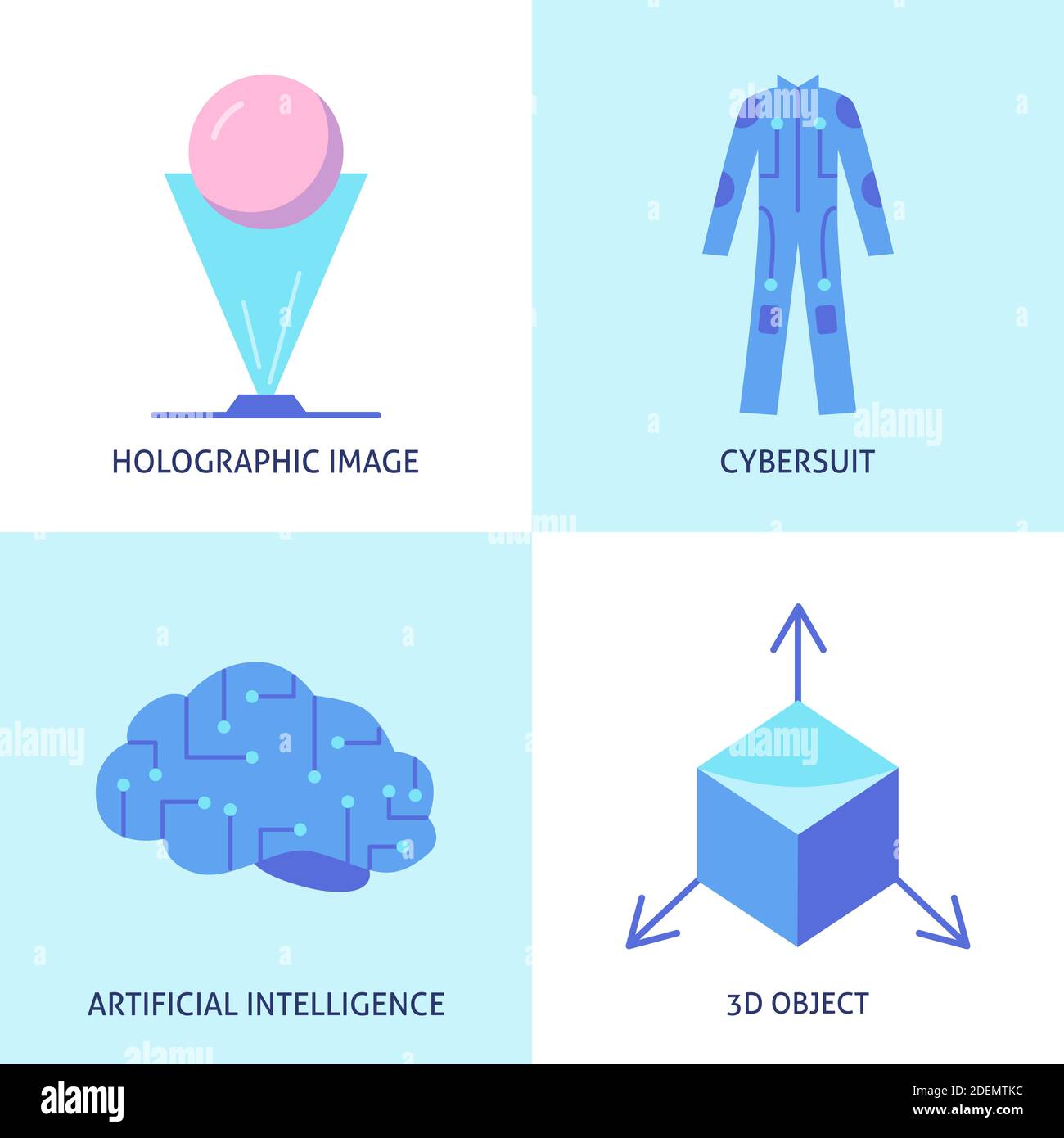 Virtual reality icon set in flat style. Modern technology symbols ...