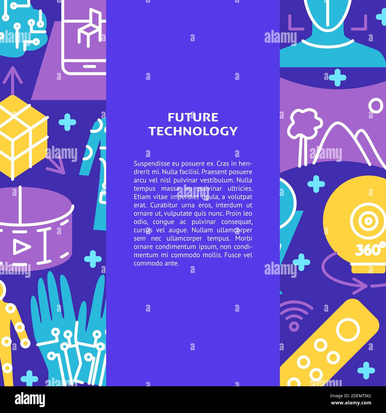 Virtual reality concept poster in flat style with place for text ...