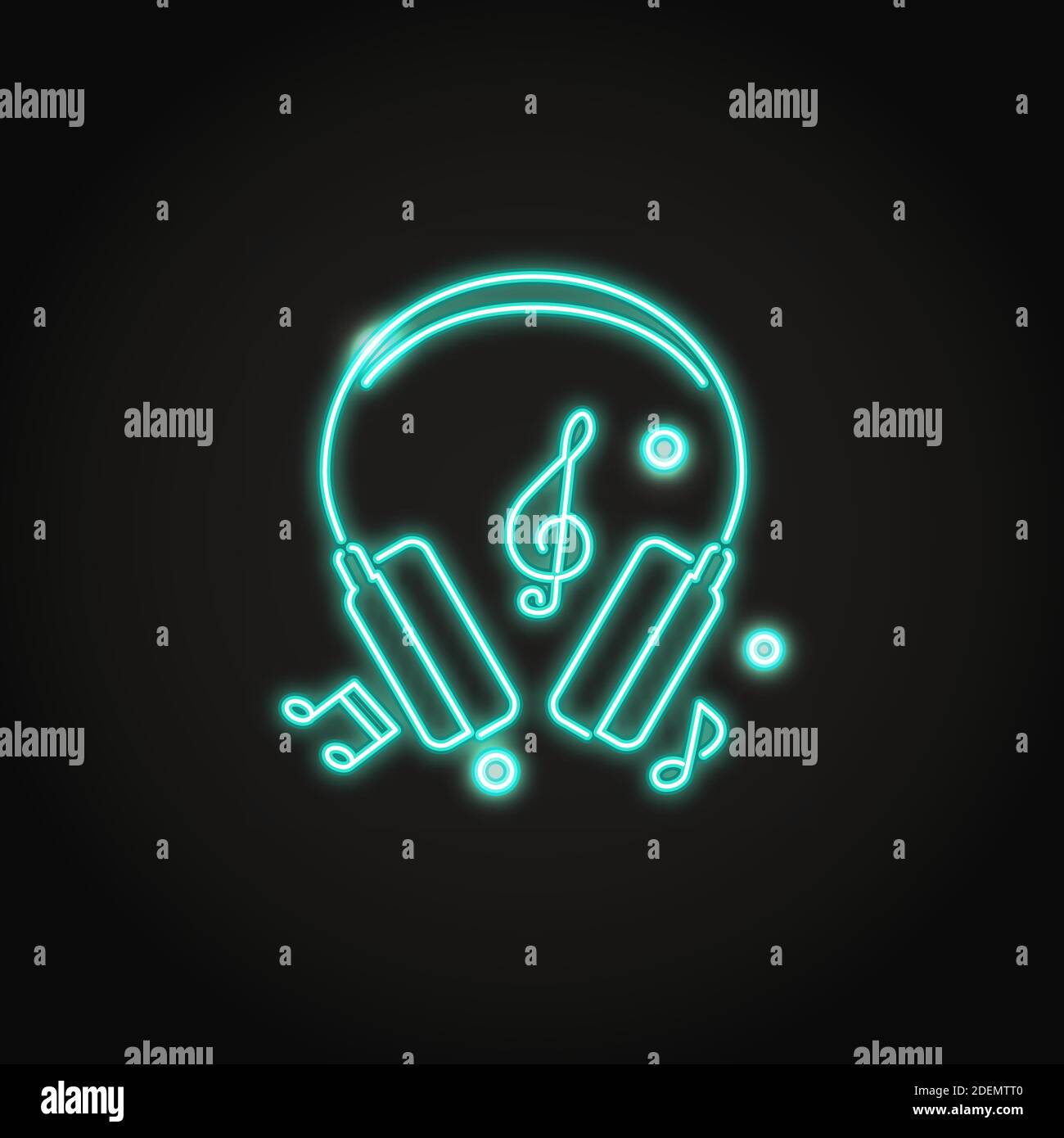 Music headphones icon in glowing neon style. Audio equipment symbol ...