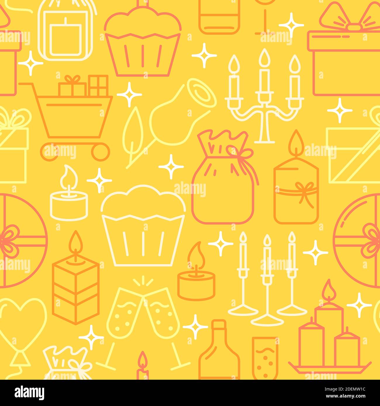 Holiday celebration seamless pattern in line style. Bright background ...