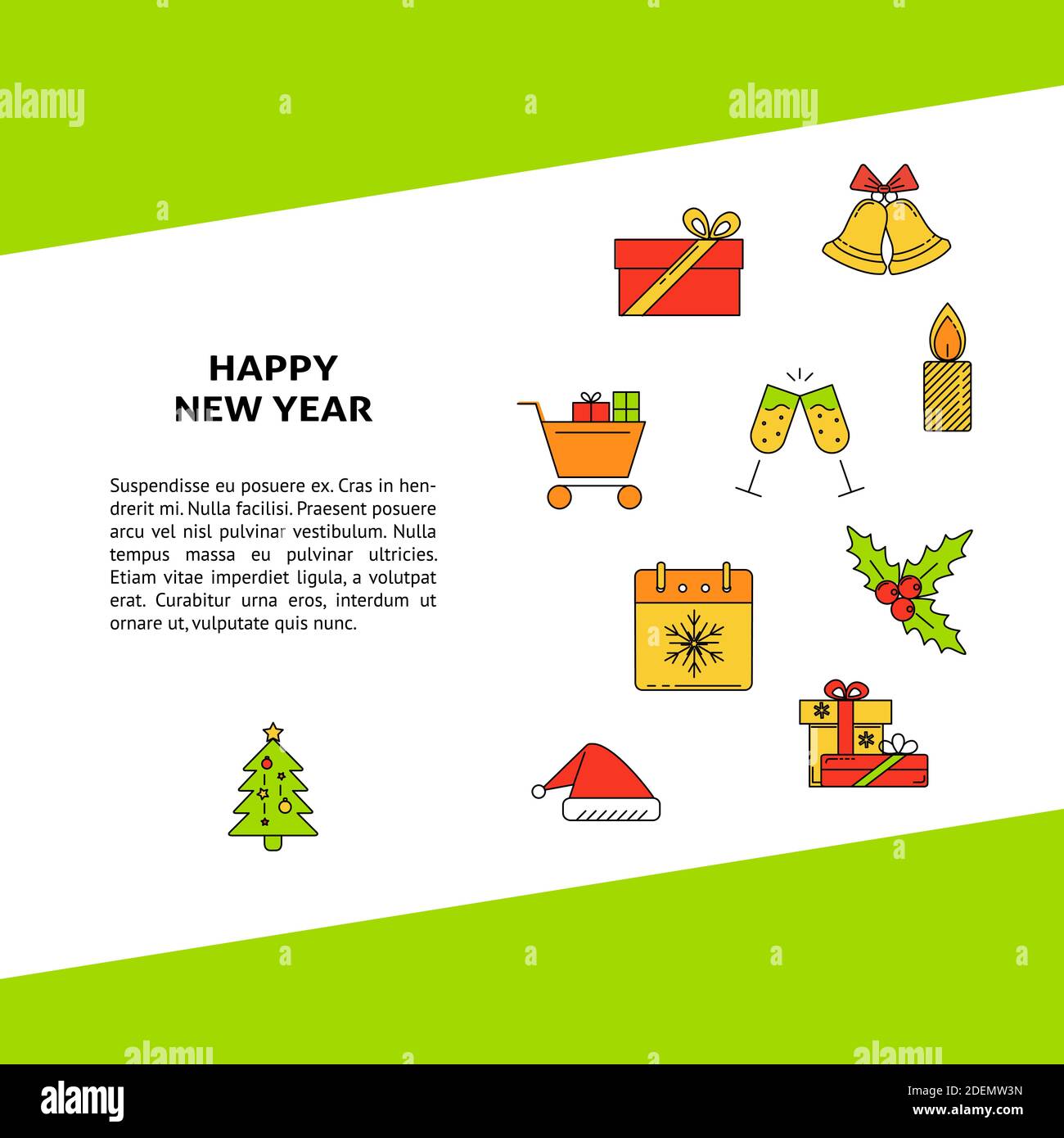 Happy New Year poster template with holiday symbols and place for text ...