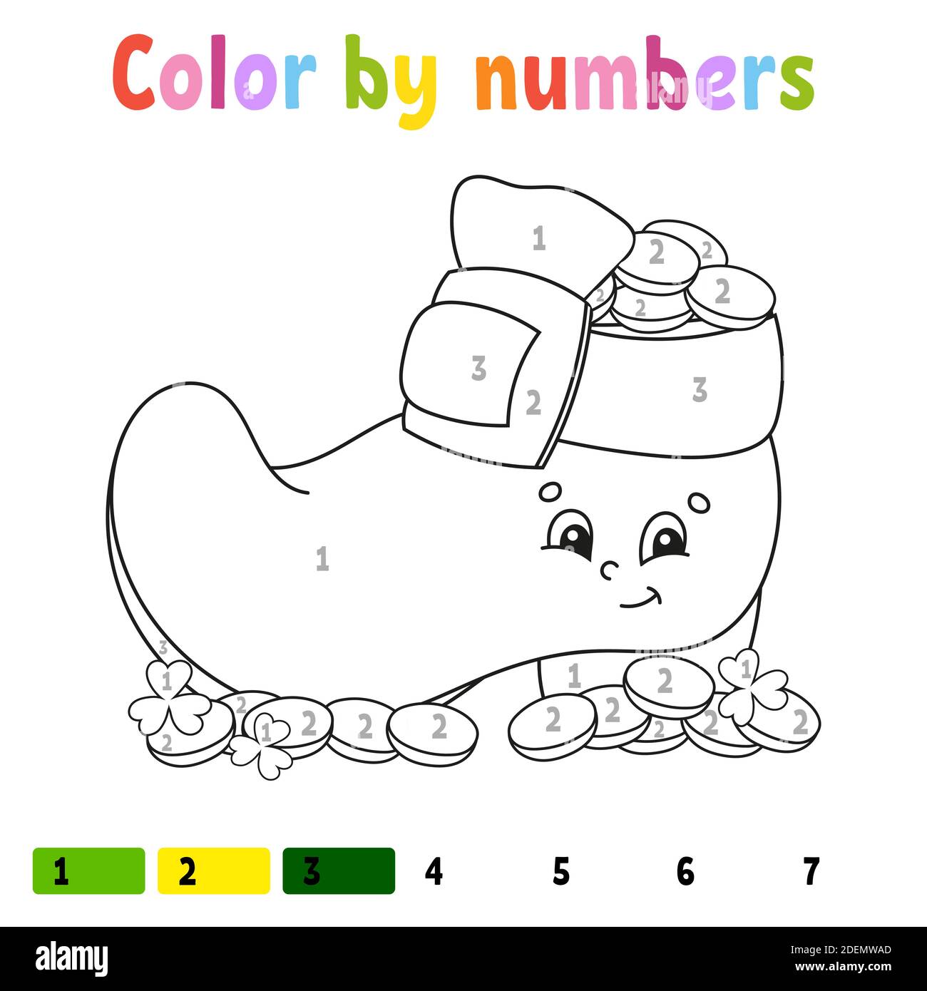 Color by numbers. Coloring book for kids. Vector illustration. Cartoon ...
