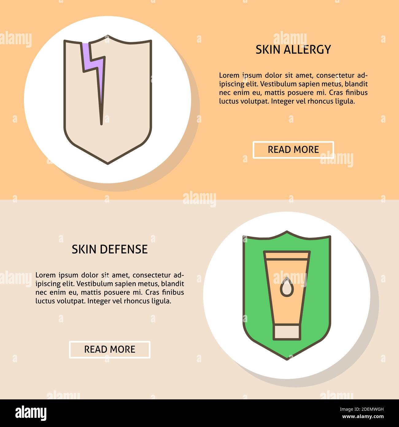 Skin allergy and defense concept flyer templates in line style with ...