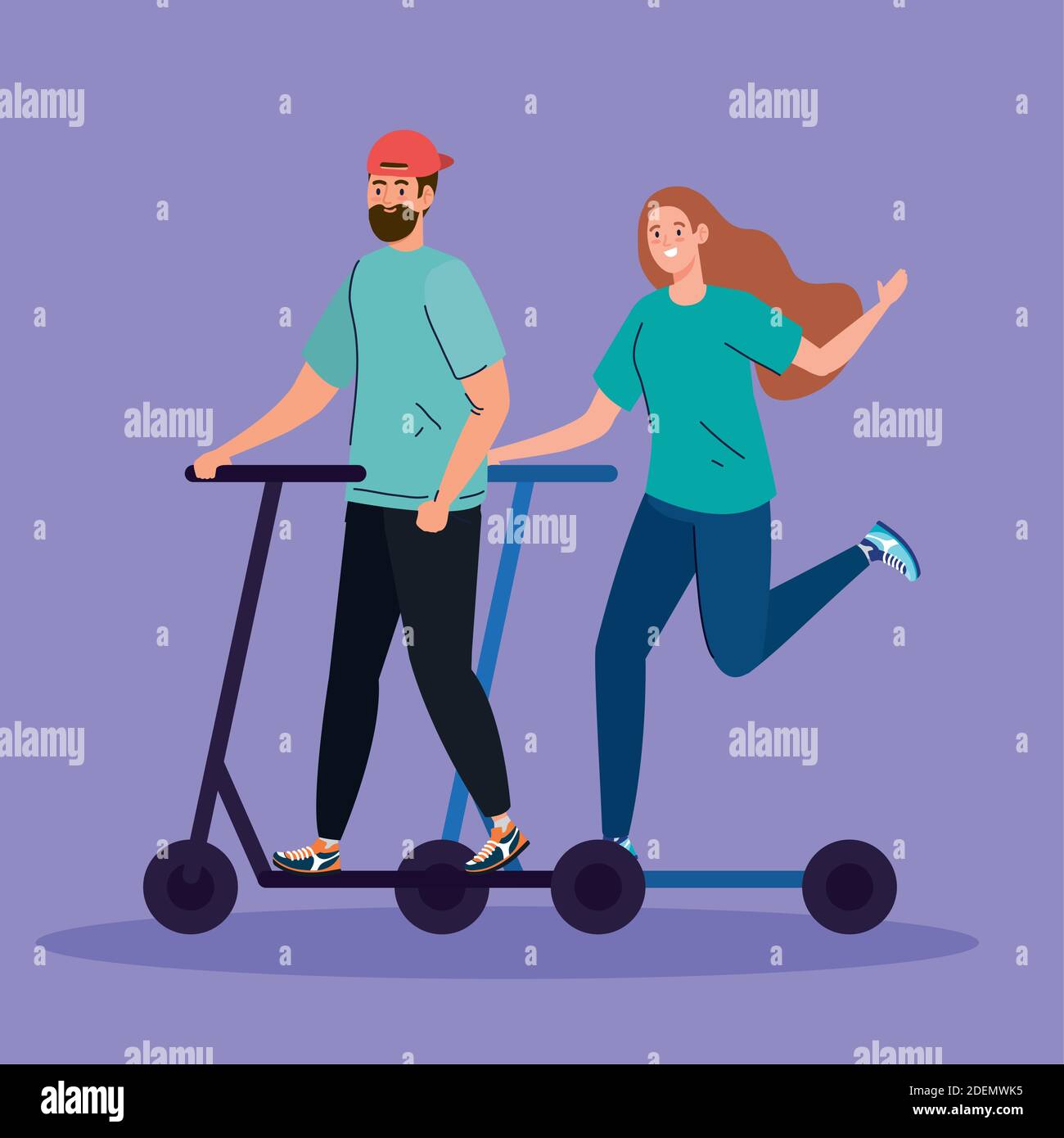 man and woman on scotter vector design Stock Vector Image & Art - Alamy