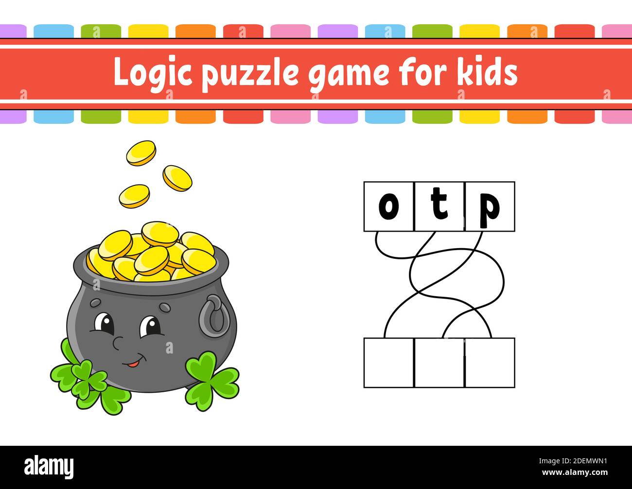 Logic puzzle game. Learning words for kids. Find the hidden name ...