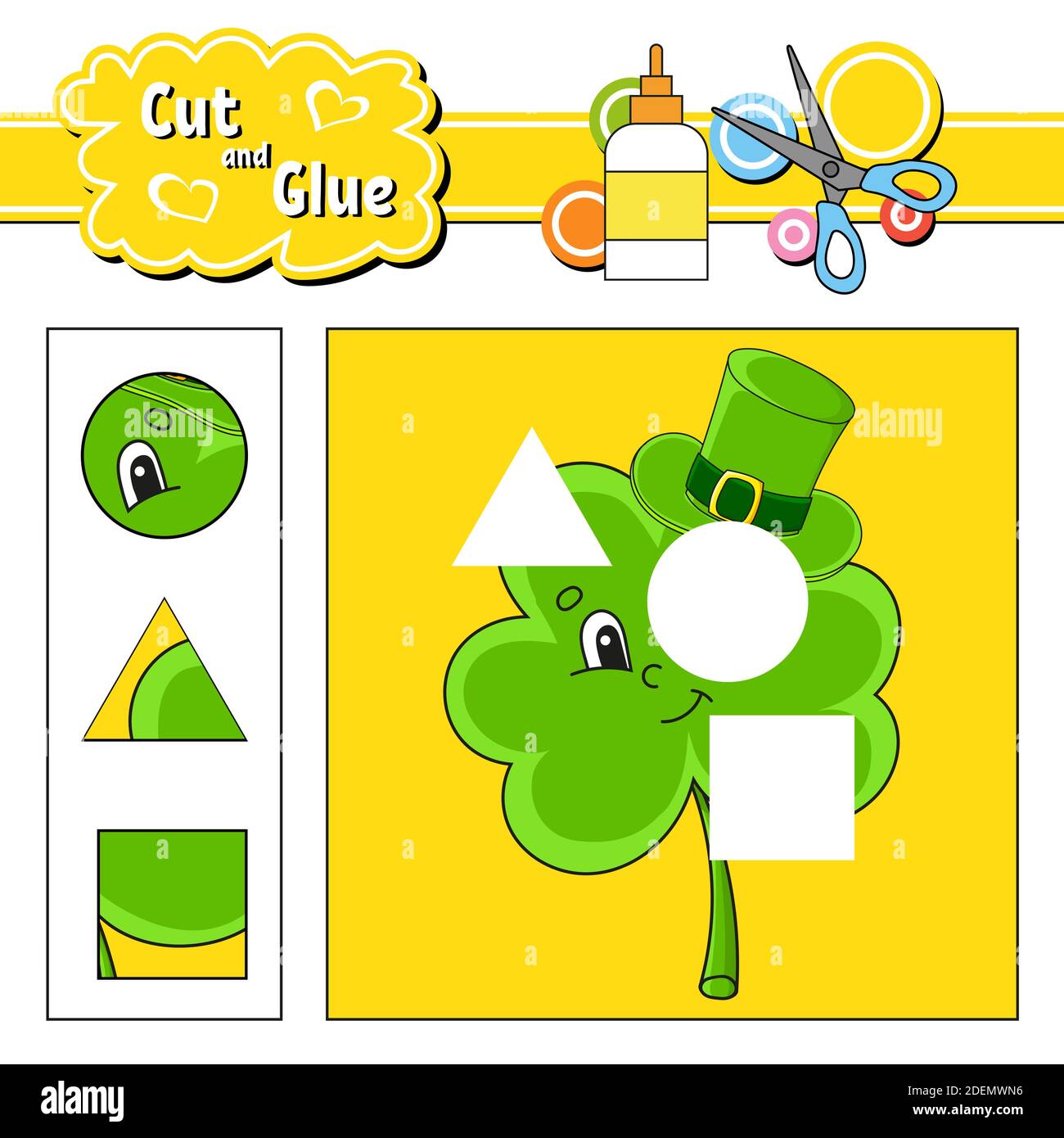 Cut and glue. Game for kids. Education developing worksheet. Cartoon ...