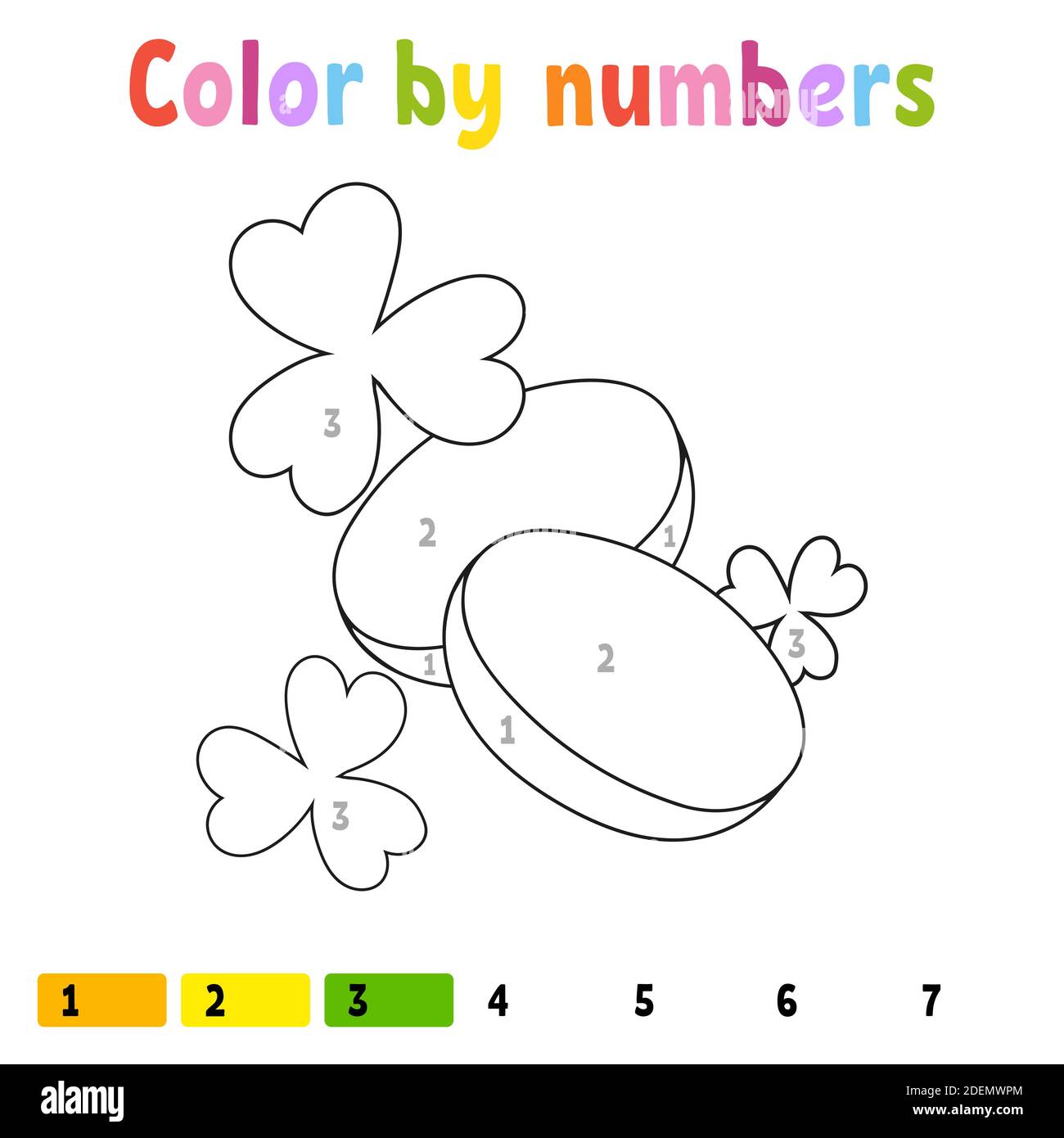 Color by numbers. Coloring book for kids. Vector illustration. Cartoon ...