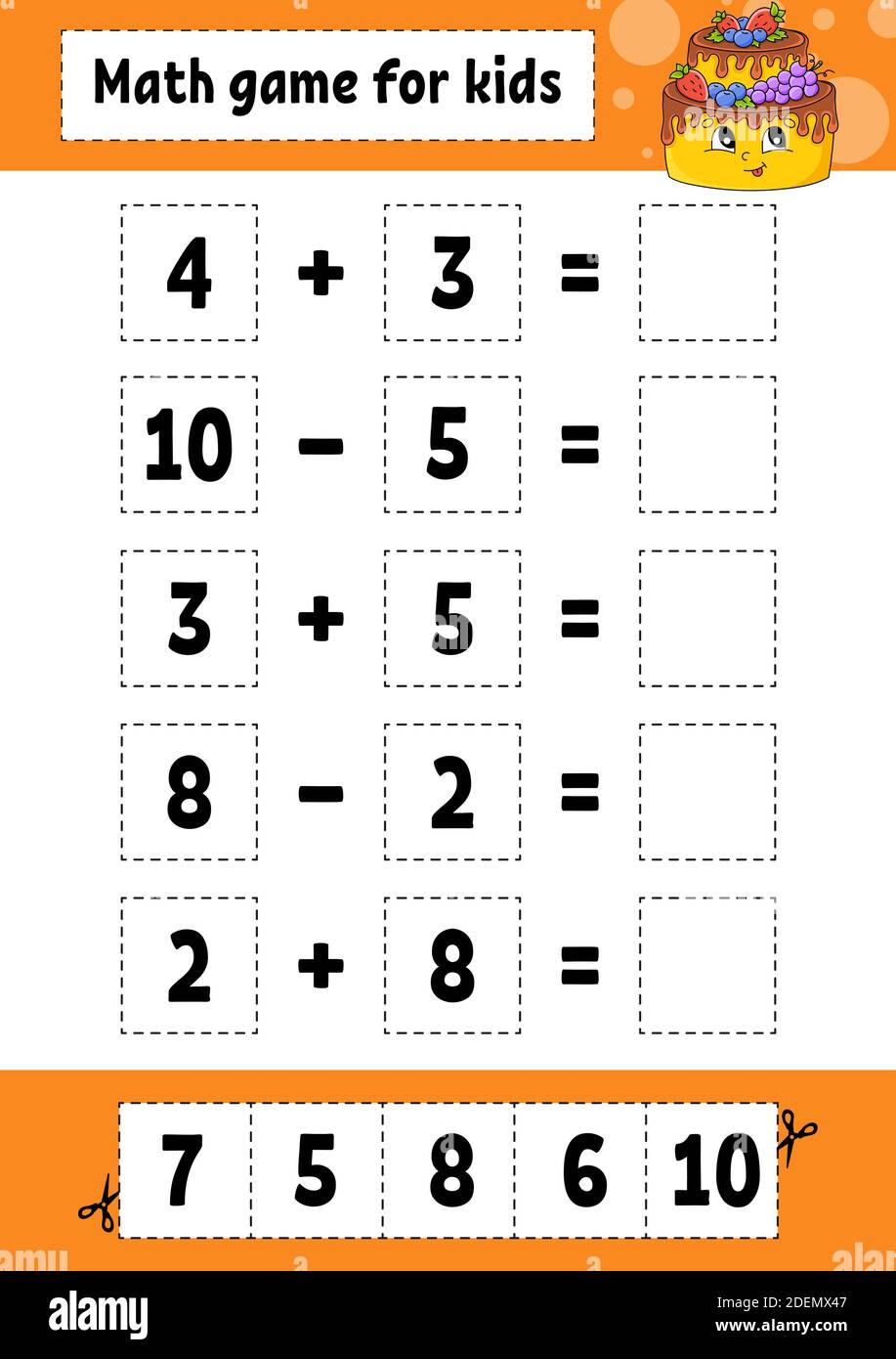 Math game for kids. Education developing worksheet. Activity page with ...