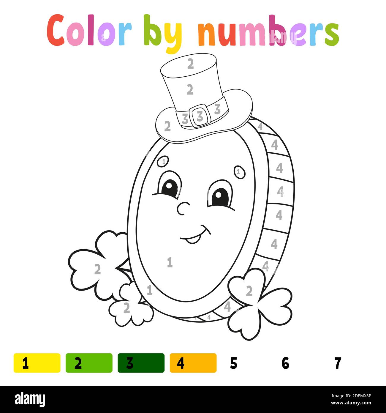 Color by numbers. Coloring book for kids. Vector illustration. Cartoon ...