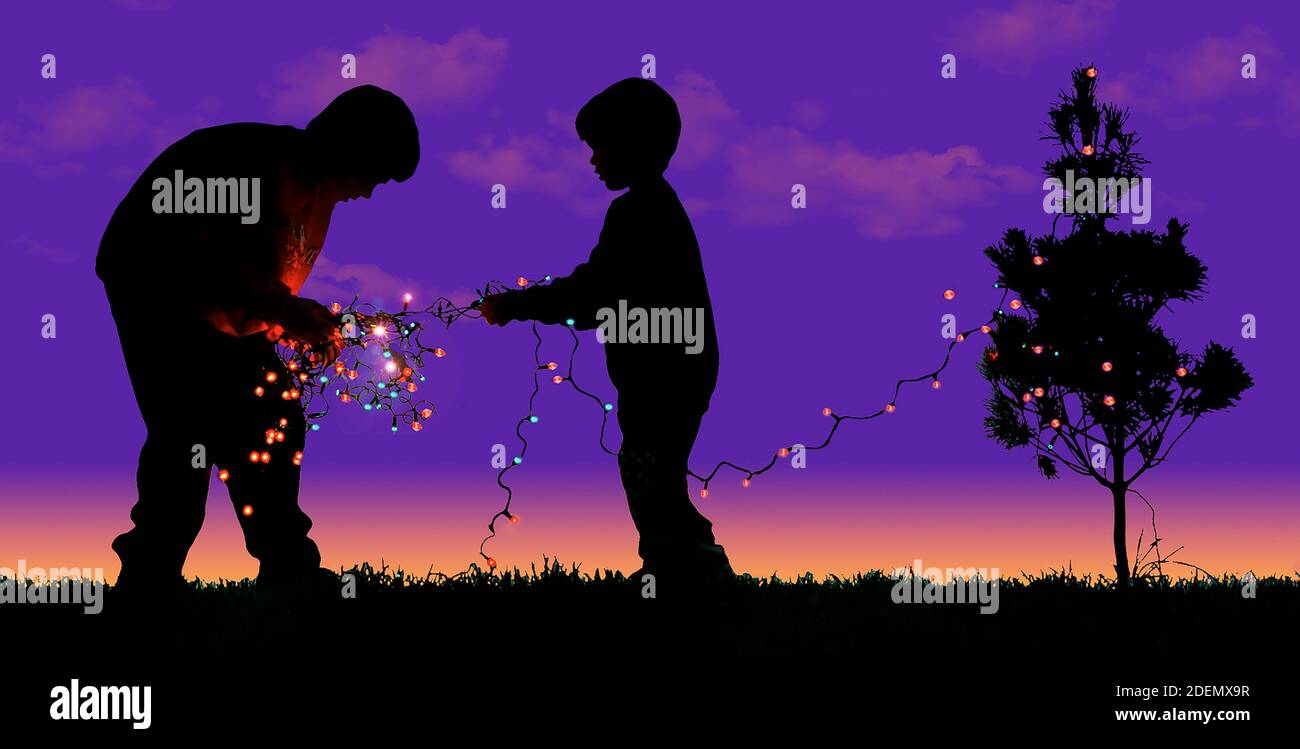 Children with small pine tree hi-res stock photography and images - Alamy