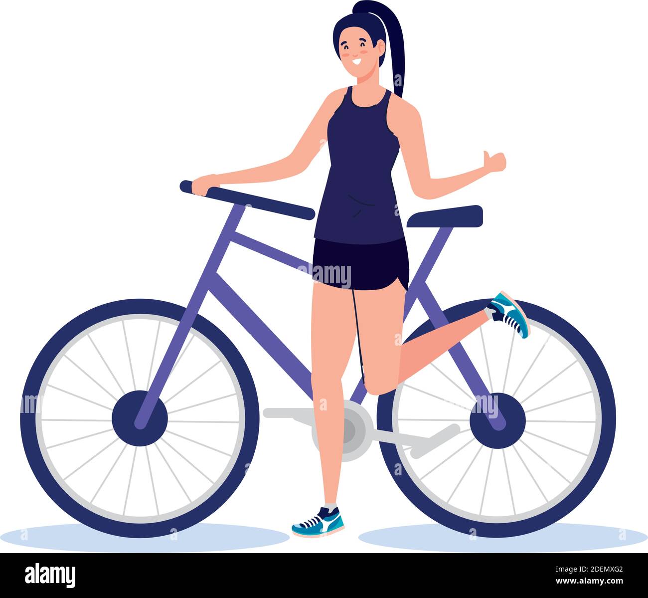 Woman bike exercise outdoors Stock Vector Images - Alamy
