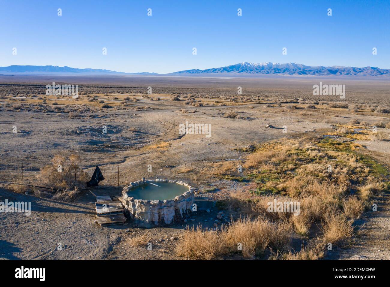 BUENA VISTA VALLEY, NEVADA, UNITED STATES - Nov 30, 2020: A stone pool ...