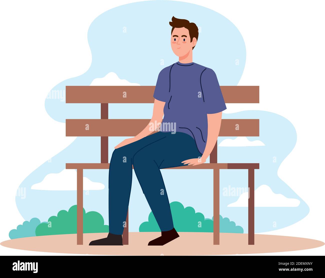man sitting on bench at park vector design Stock Vector Image & Art - Alamy