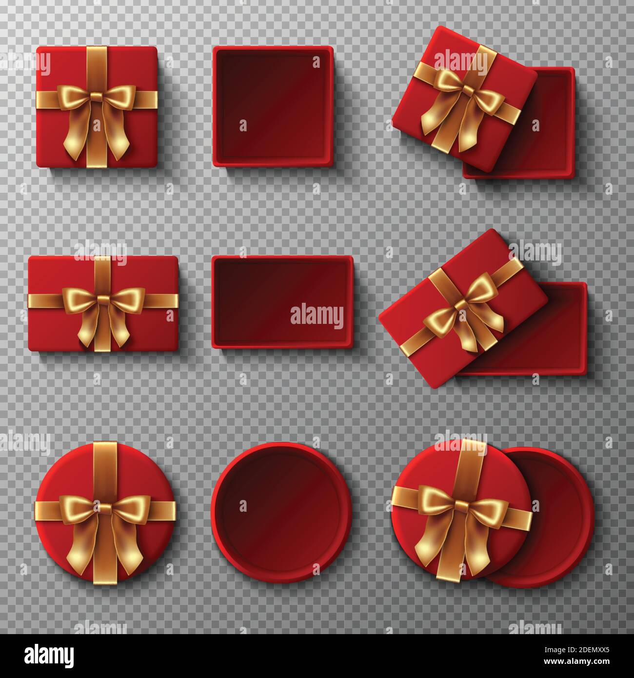 3d realistic vector icon collection of presents in square shape, round ...
