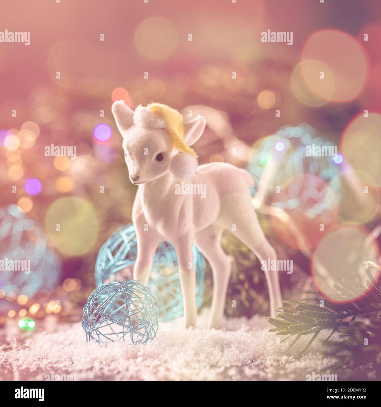 Festive background with wooden christmas tree Stock Photo - Alamy