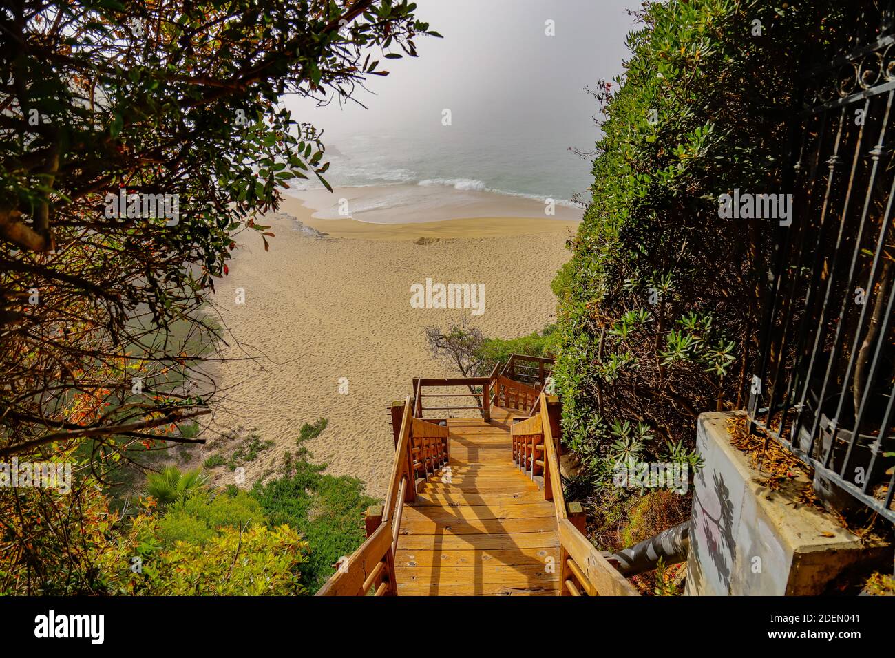 LAGUNA BEACH, CALIFORNIA, UNITED STATES - Nov 15, 2020: A set of stairs ...