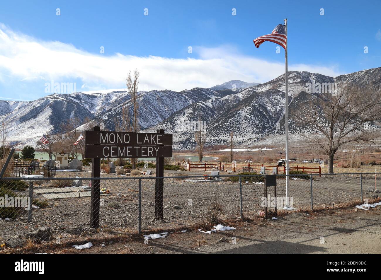 LEE VINING, CALIFORNIA, UNITED STATES - Nov 19, 2020: An American flag ...