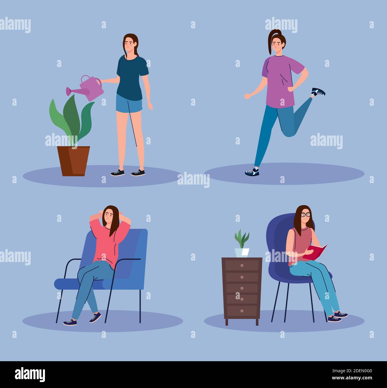 Women doing activities set vector design Stock Vector Image & Art - Alamy