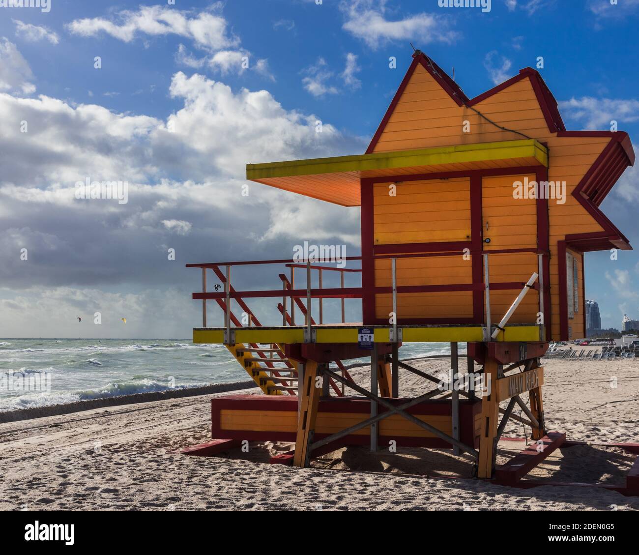 Lifeguard station on Miami Beach on a sunny morning Stock Photo - Alamy