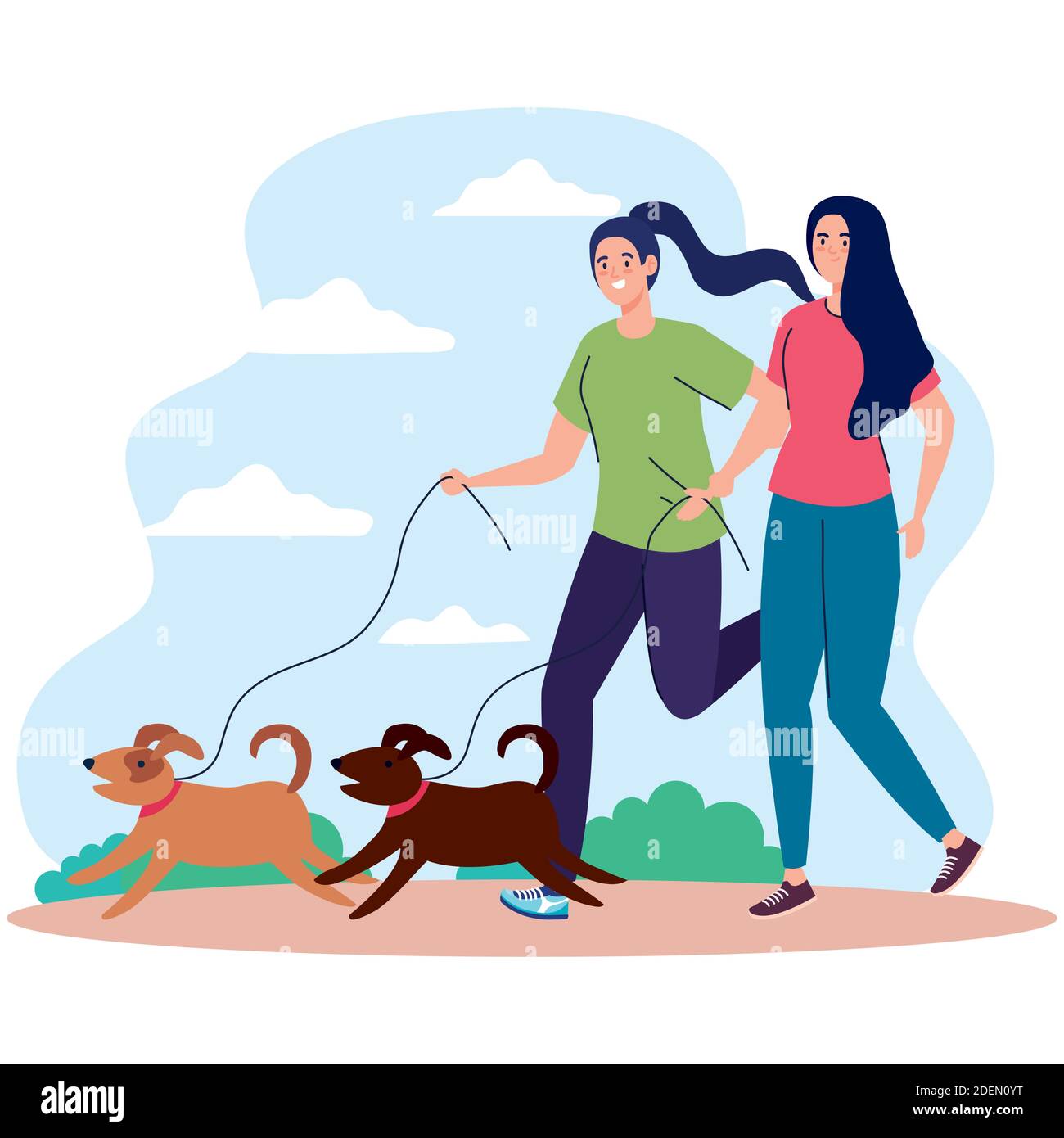 women with dogs at park vector design Stock Vector Image & Art - Alamy