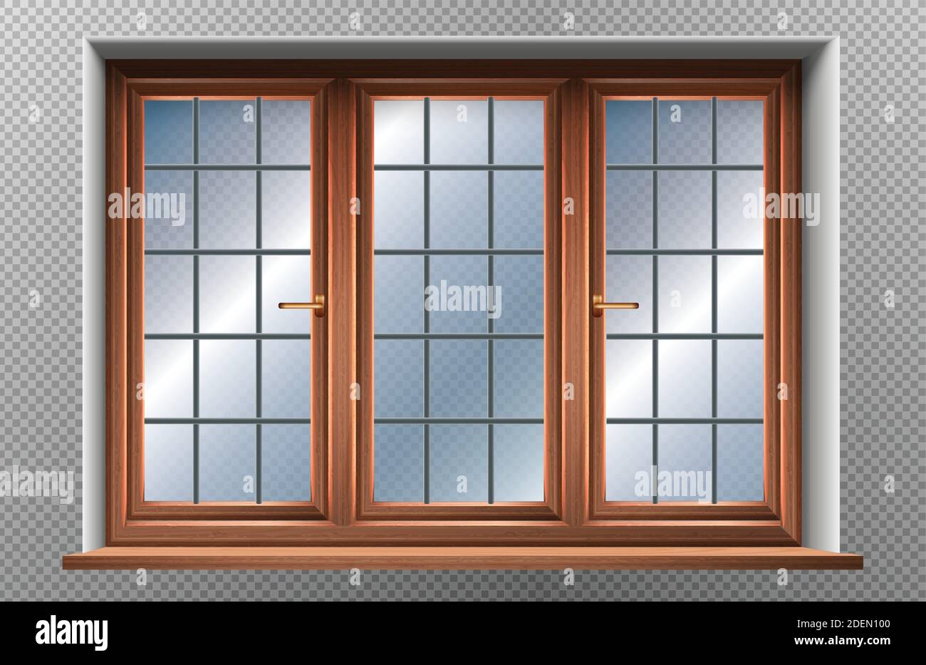 3d realistic vector icon illustration of wooden framed window. Isolated ...