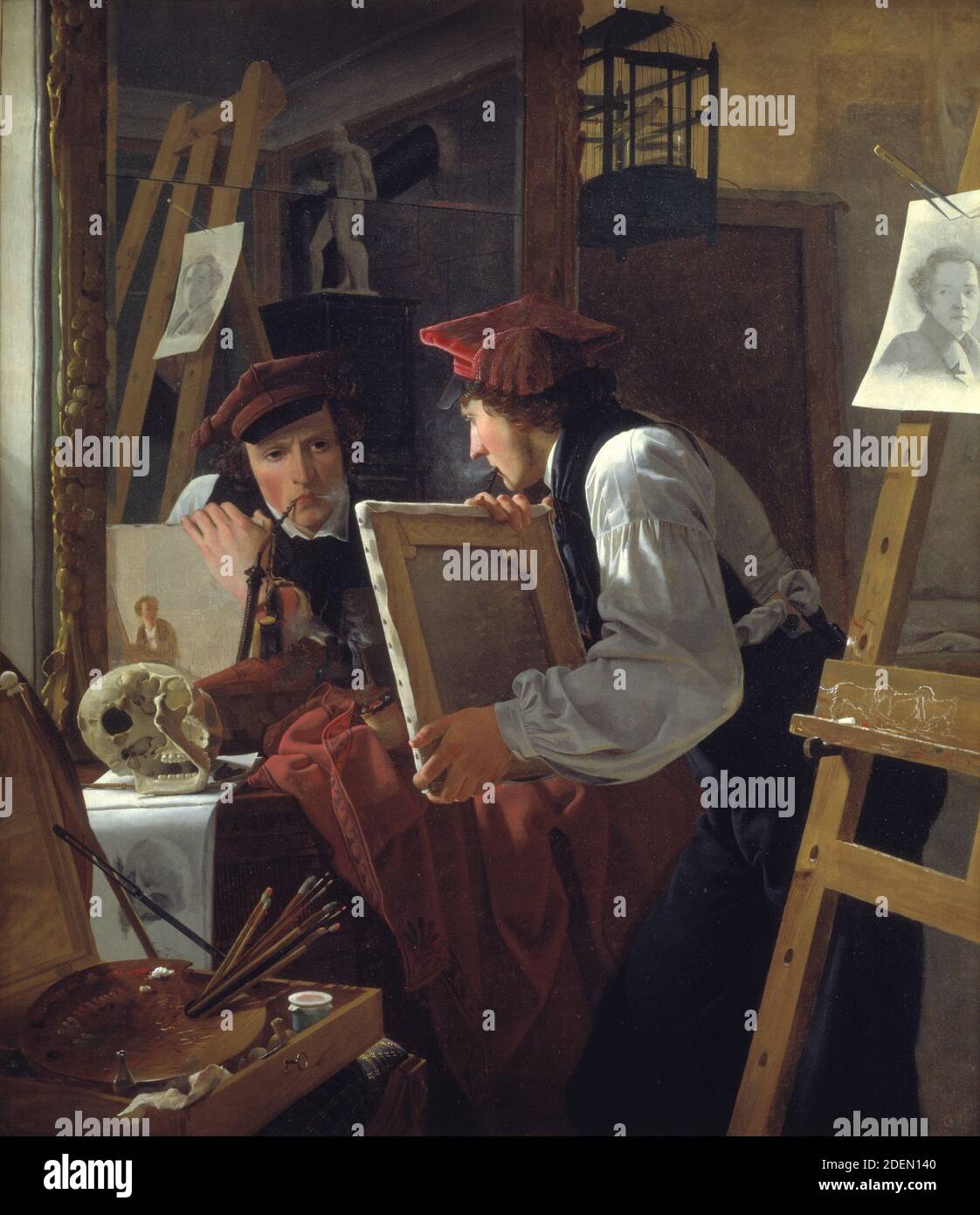 A Young Artist (Ditlev Blunck) Examining a Sketch in a Mirror, 1826 by ...