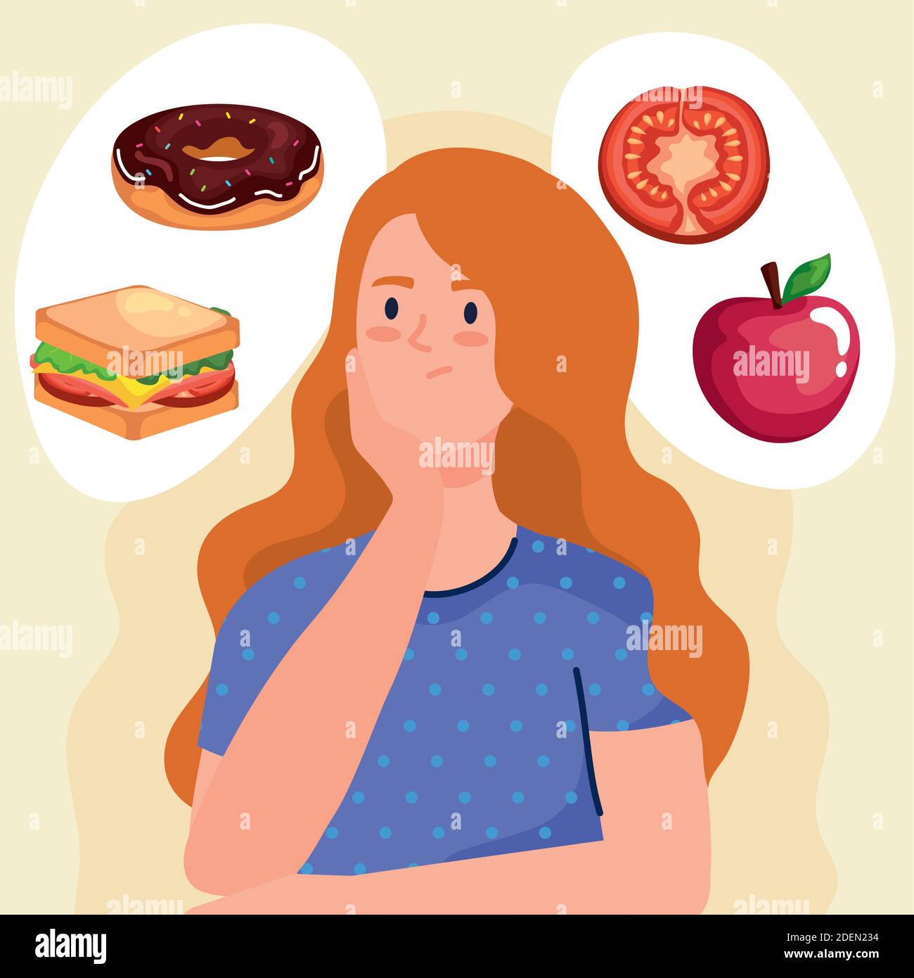 woman thinking about fast food vector design Stock Vector Image & Art ...