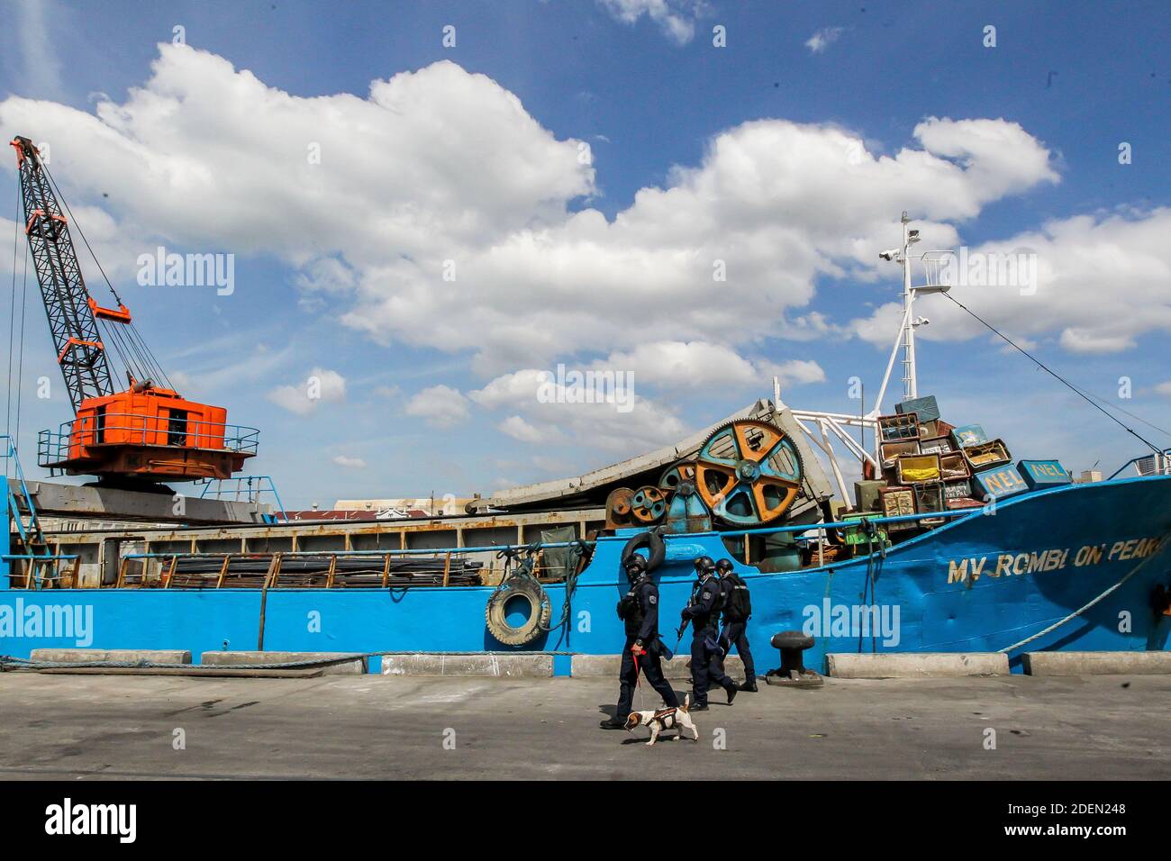 Manila, Philippines. 1st Dec, 2020. A bomb-sniffing dog is seen with ...