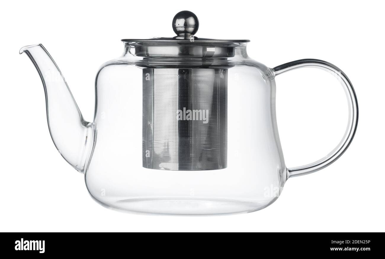 Empty glass teapot isolated on white background Stock Photo - Alamy