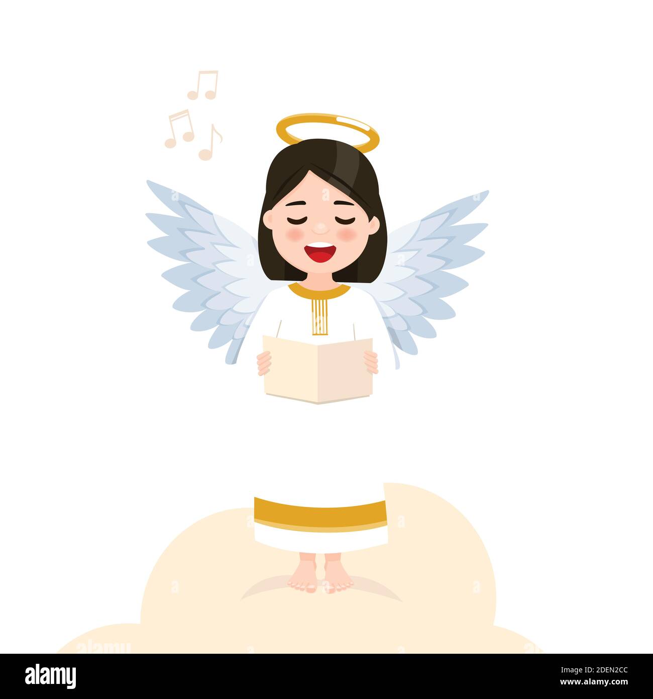 Happy Angel Singing On White Background Flat Vector Illustration Stock Vector Image And Art Alamy