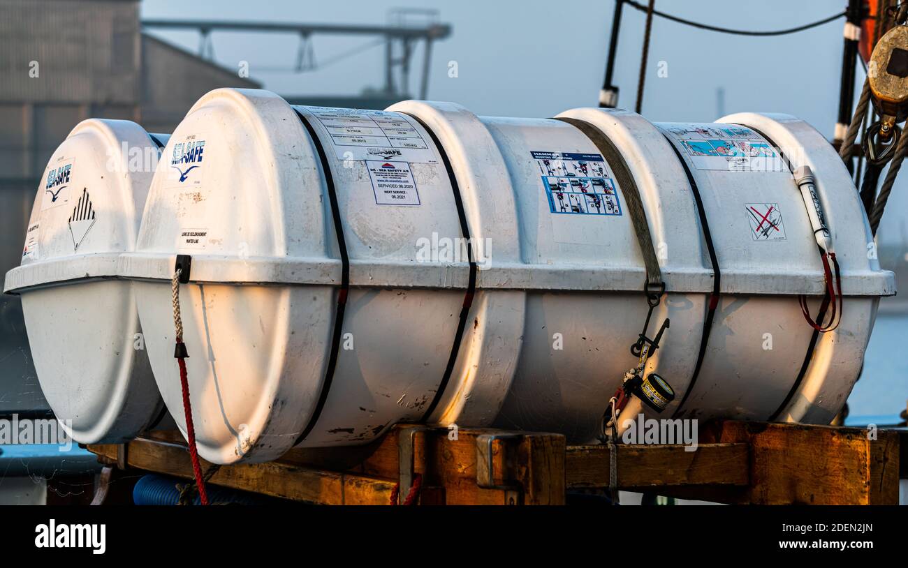 Lifeboat life raft liferaft boat ship equipment raft hi-res stock ...