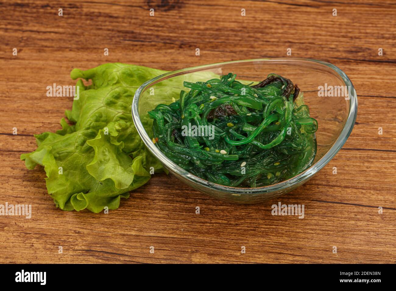 Green Chuka Seaweed Salad Isolated on White Background Top View. Wakame Sea Kelp Salat, Chukka ...