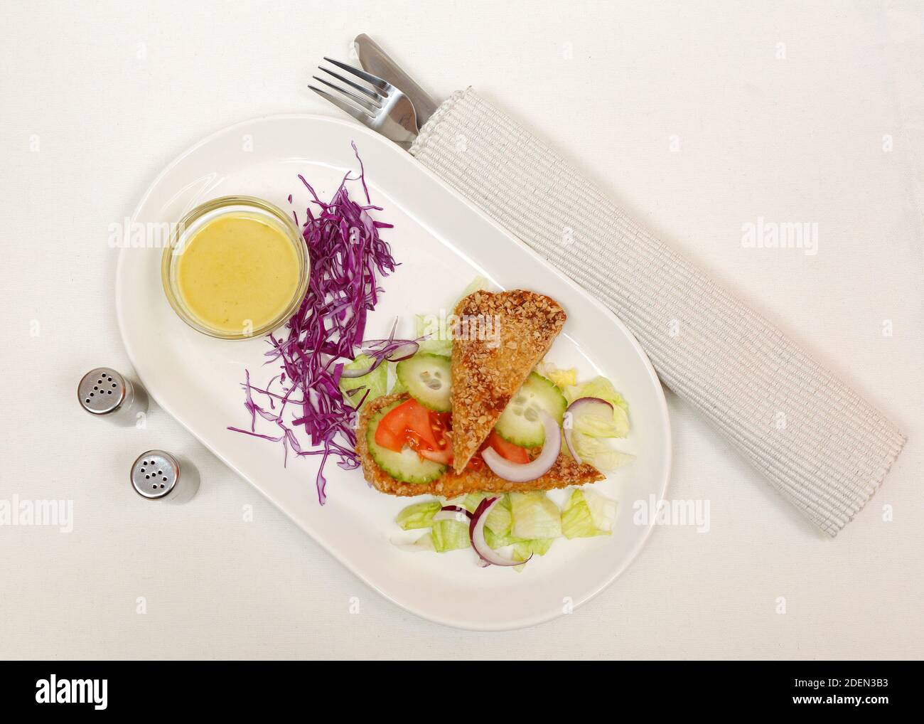 Chicken Wedge With Vegetables Breakfast Served at Oval Plate Top View ...