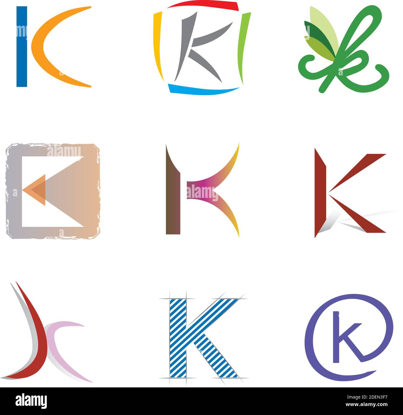Set of Decorative Letter K Icons - Elements for Logo Design Stock ...