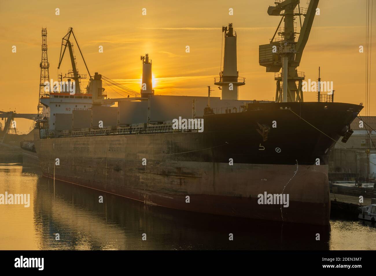 cargo ship in a shipyard Stock Photo - Alamy