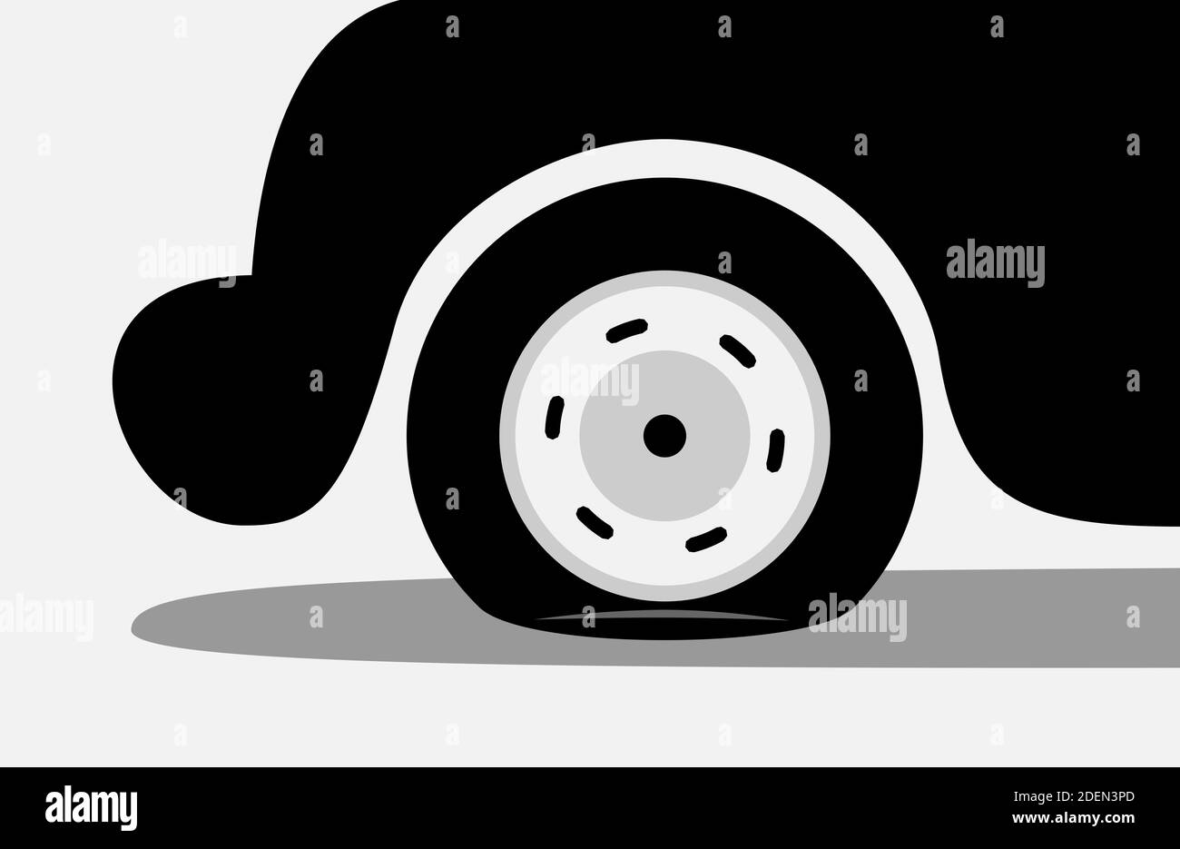 Flat tire / have a puncture of tyre. Auto and car is immobile because ...