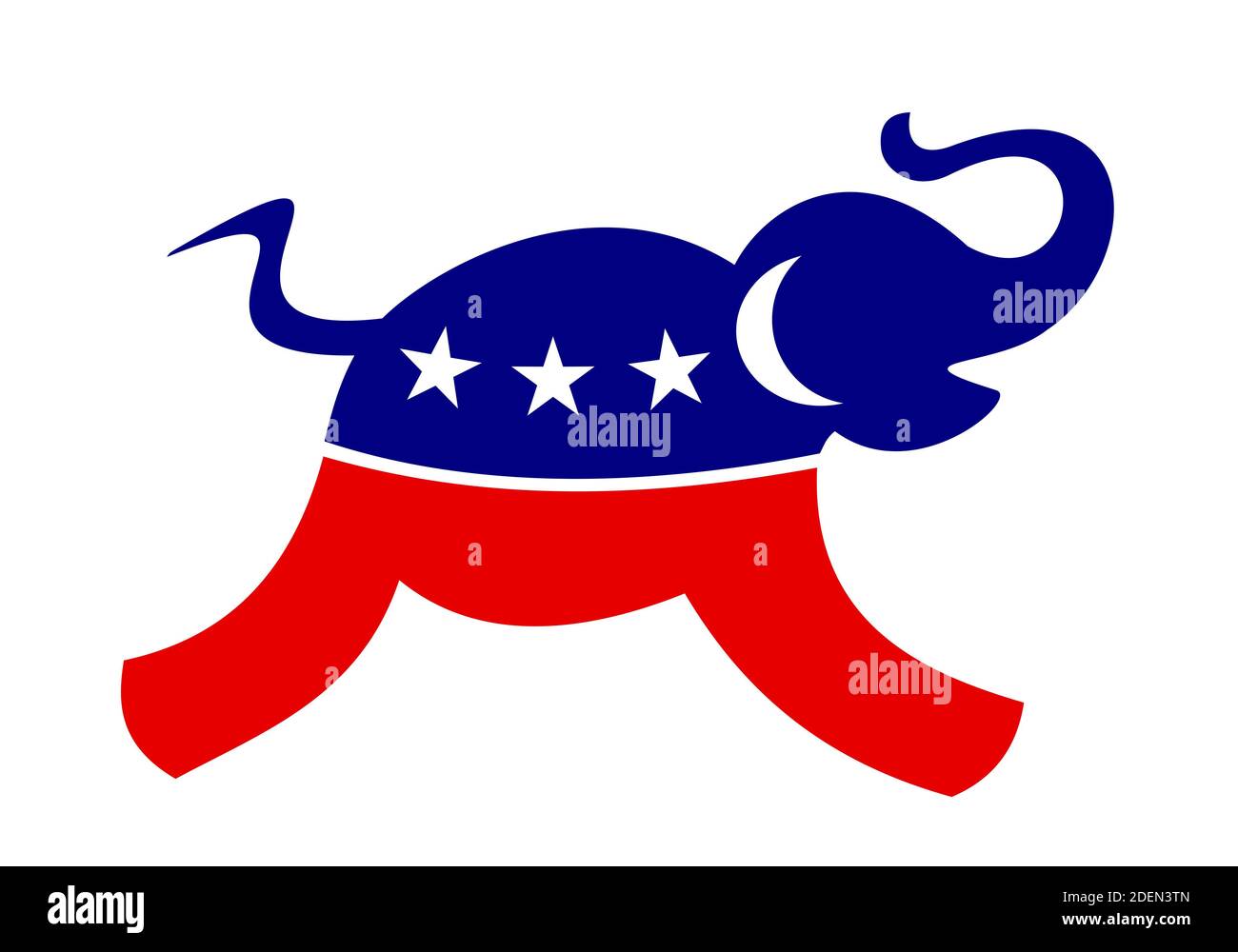 Fast elephant is running. Animal has colors of American Republican ...