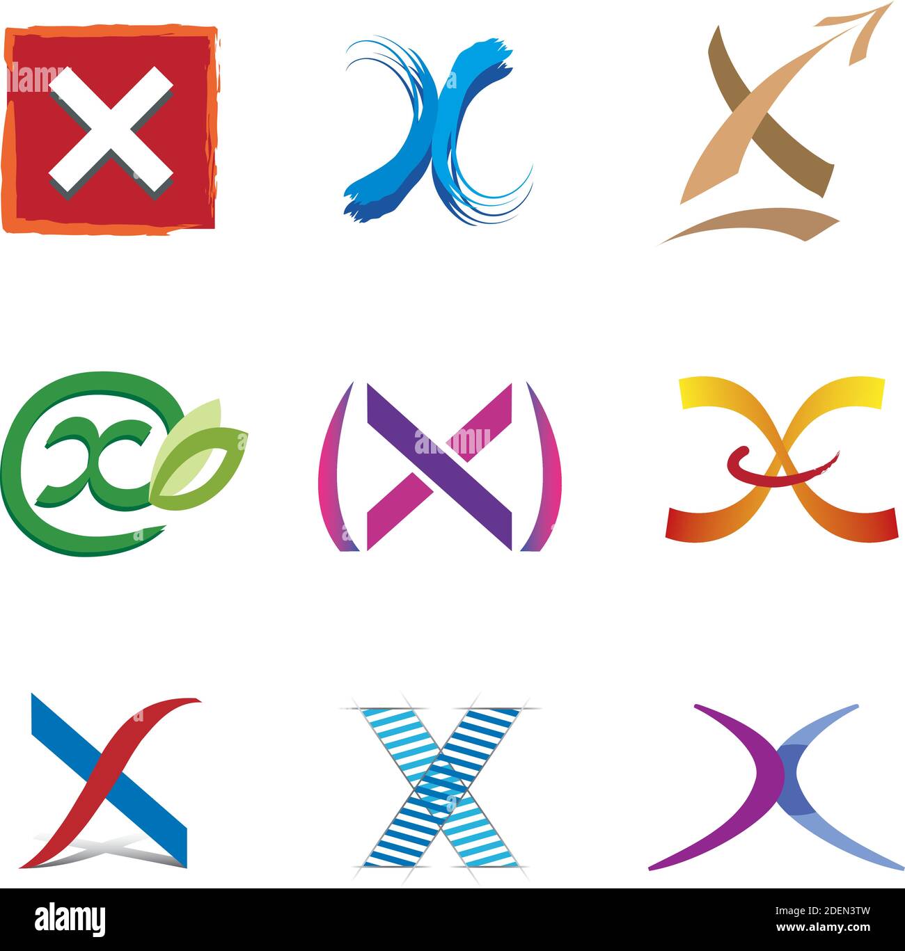 Set of Decorative Letter X Icons - Elements for Logo Design Stock ...