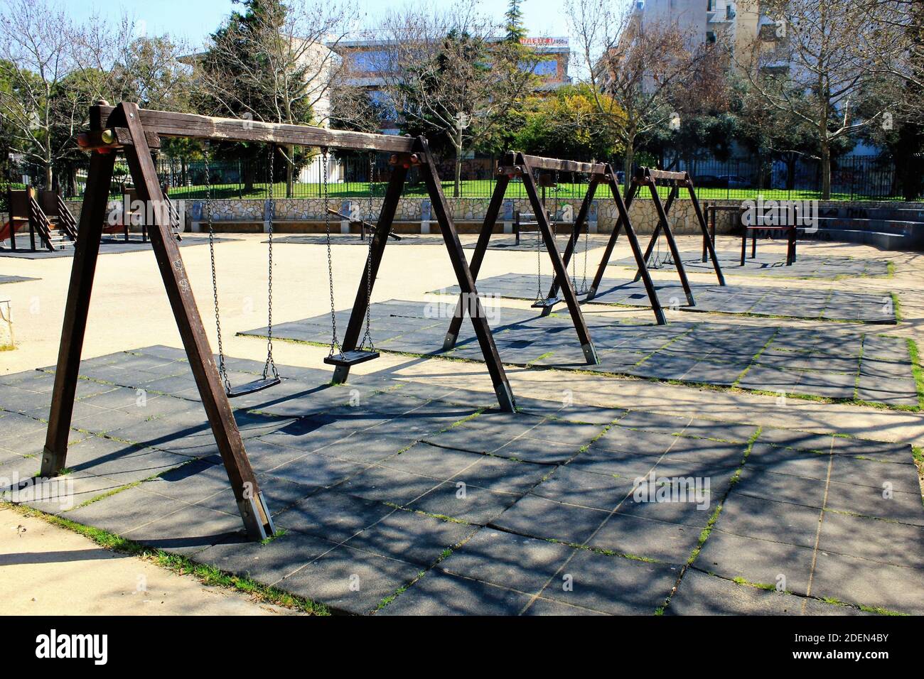 Closed playground in Athens, Greece, March 21 2020 Stock Photo - Alamy