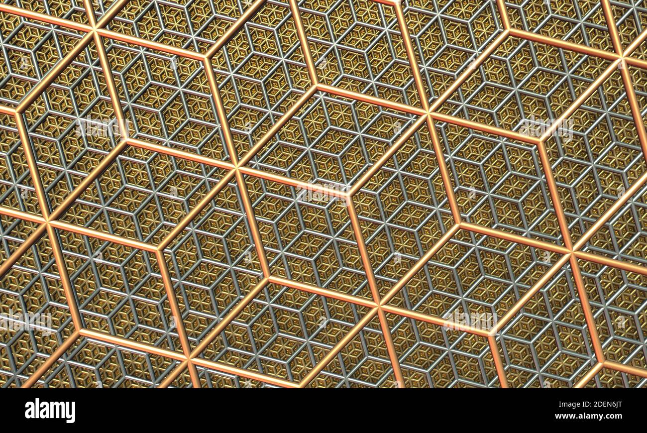 3d illustration in the form of three-dimensional metal cubes of ...