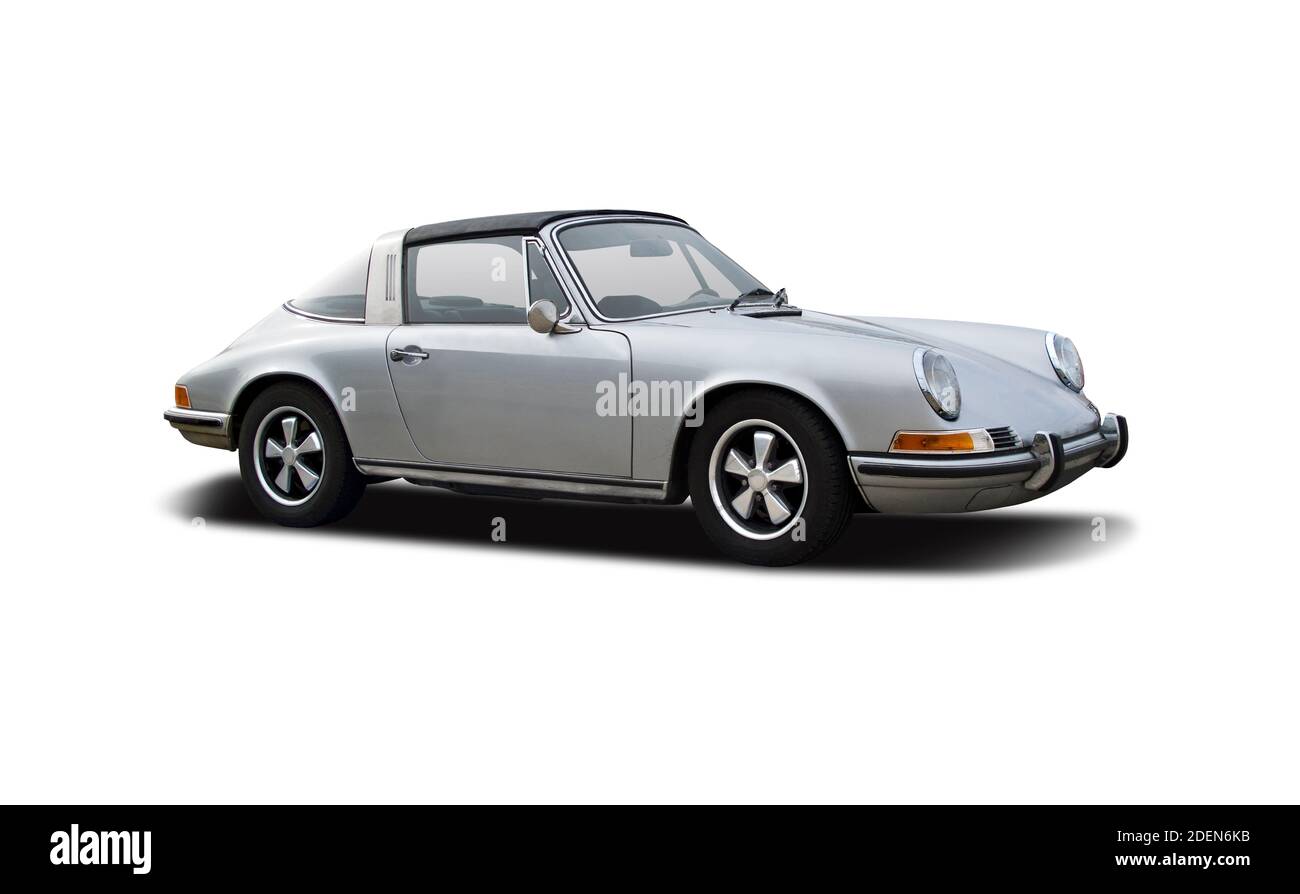 Classic sport premium German car, side view isolated on white ...