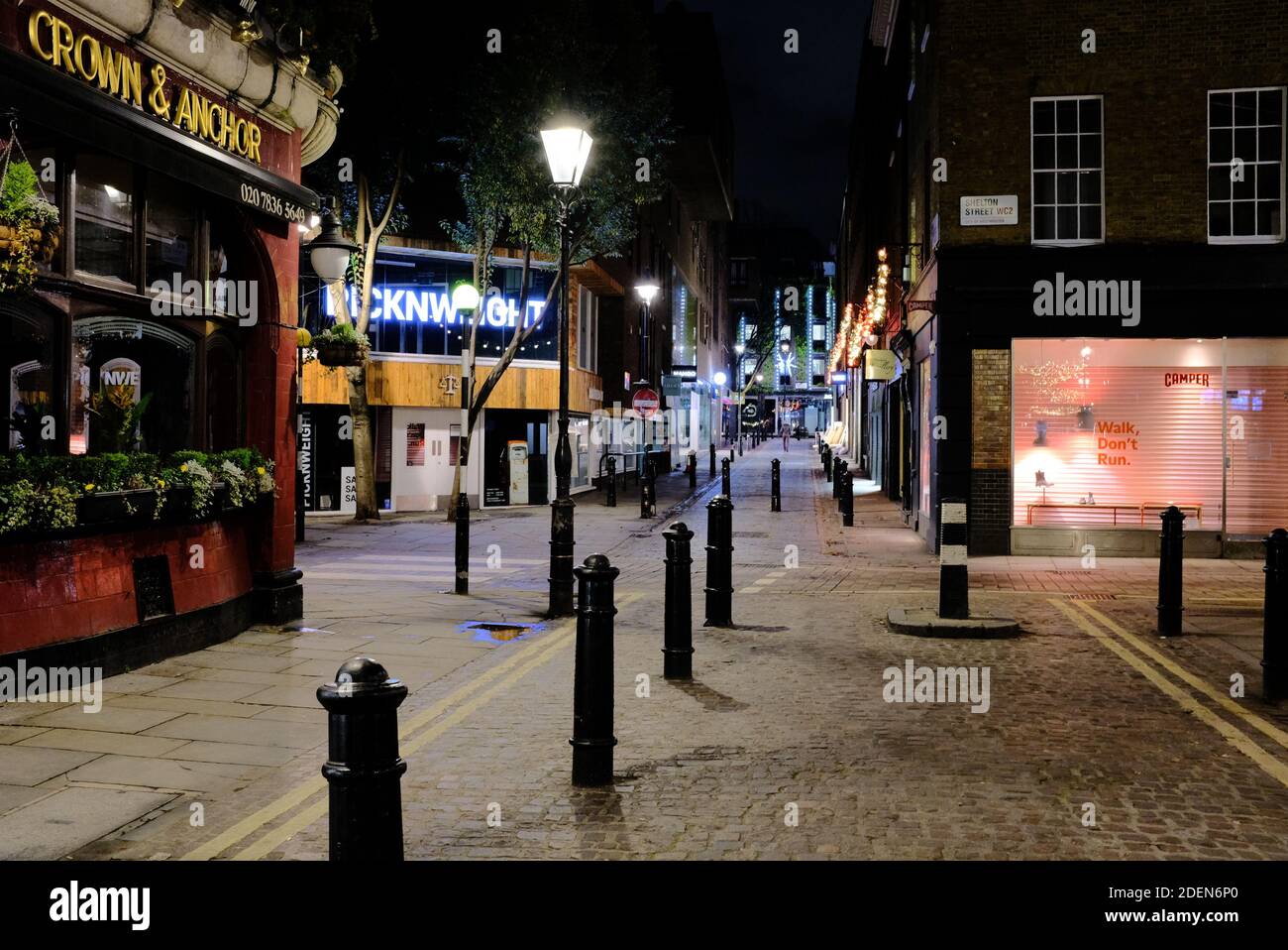 A deserted Neal Street, Covent Garden, London early evening, during the ...