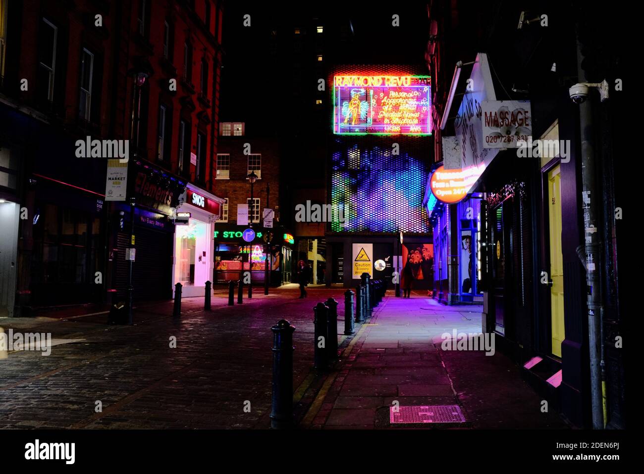 Quiet Soho, London early evening during the 2020 Coronavirus pandemic ...