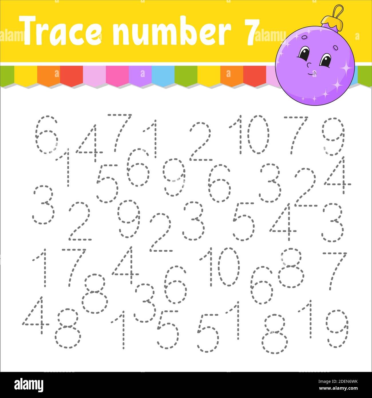 Trace number . Handwriting practice. Learning numbers for kids ...