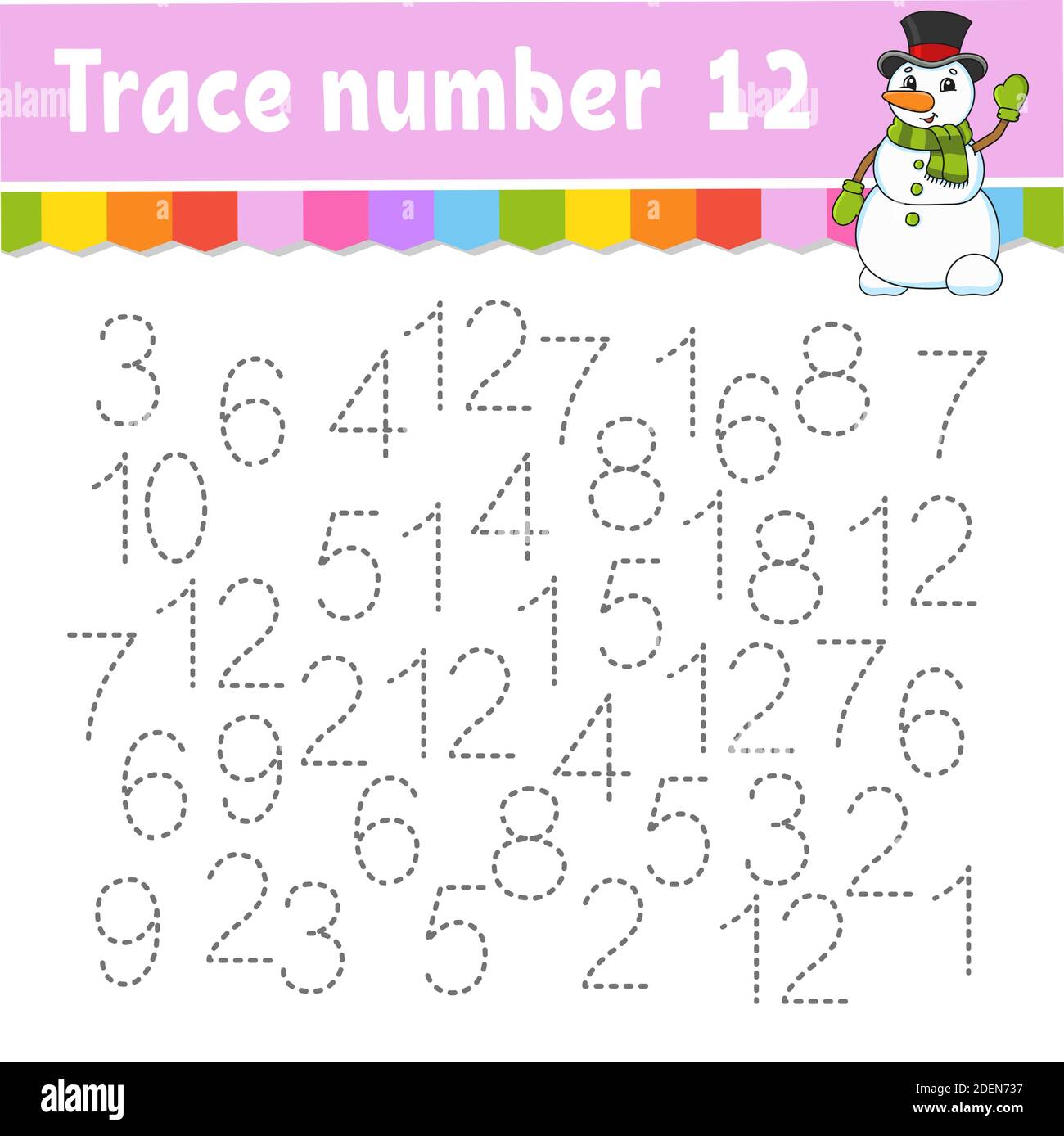 Trace number . Handwriting practice. Learning numbers for kids ...